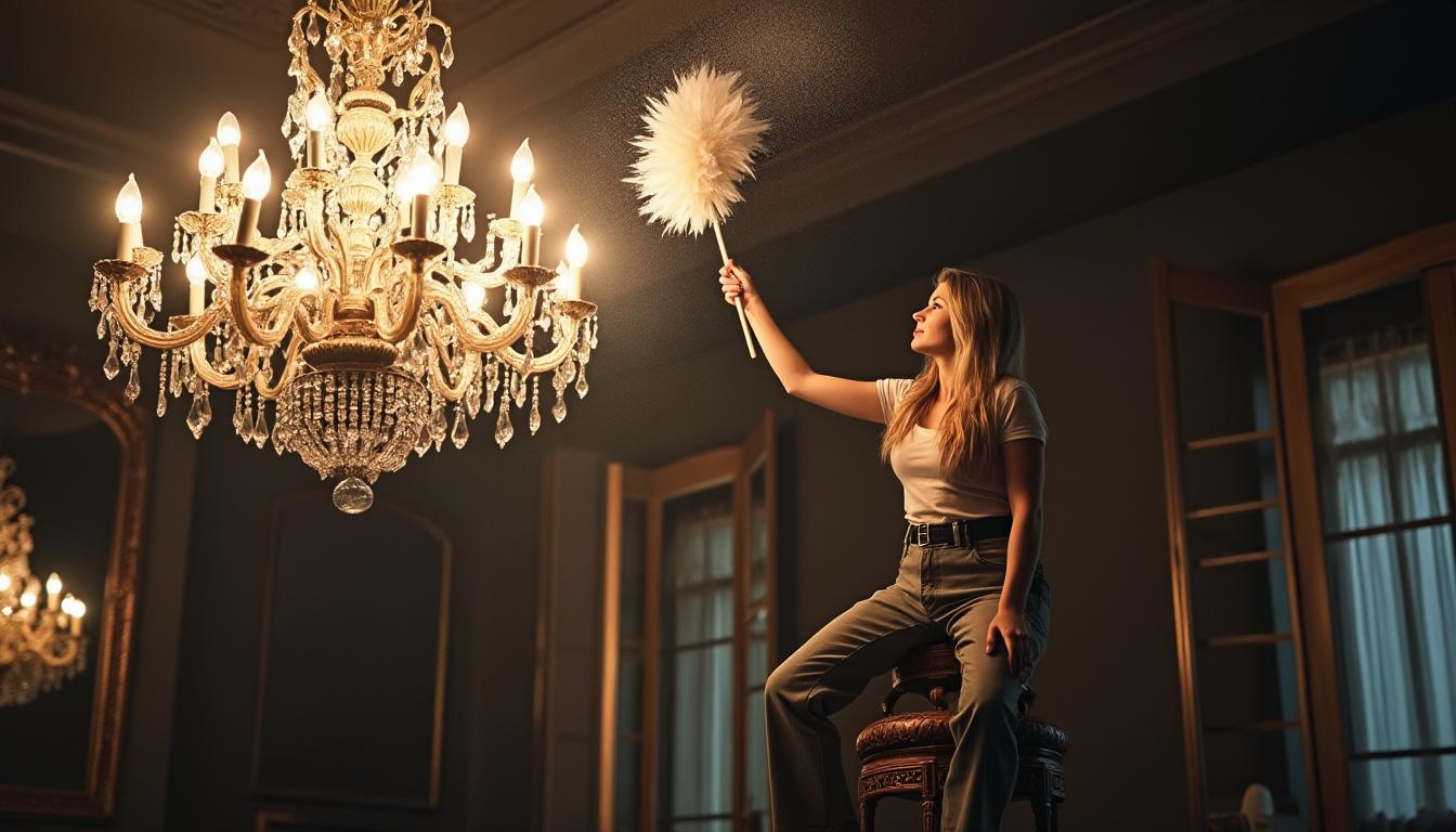 Dépoussiérer un lustre sans monter sur une échelle : méthodes sécurisées